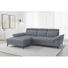 Sit & More Ecksofa SIT & MORE, B:264cm H:84cm T:181cm, grau, Wohnzimmer, Sofas, "Vanity L-Form, B: 264 cm, Leder", Inkl.Sitz-,Kopf-und Armteilverstellung