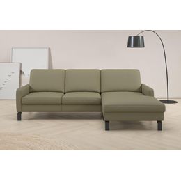 Ecksofa Home Affaire, B:244cm H:86cm T:164cm, gr&uuml;n, 100% Leder, Wohnzimmer, Sofas, inkl. saugroboterfreundliche H&ouml;he & schmale Armlehnen
