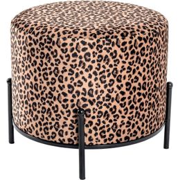 Hocker HAKU, B:48cm H:40cm T:48cm, braun, Bezug 100% Polyester, Flur, Hocker, "Pouf, Schemel, Stockerl", rund - aus Textil Gold - &Oslash;/H 48/40 cm