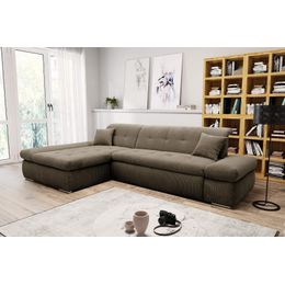 Ecksofa DOMO collection, B:300cm H:80cm T:172cm, braun, Kunstleder SOFTLUX / Struktur (90% Polyester/ 10% Polyacryl);Microfaser PRIMABELLE (100%