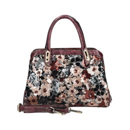Laura Vita Damen Henkeltasche "Laura Vita Taschen Lederimitat/Textil"rotbraun, Lederimitat, Taschen