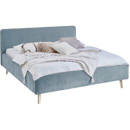 Meise M&ouml;bel Polsterbett MEISE.M&Ouml;BEL, B:201cm H:105cm L:218cm, blau, Betten, "MATTIS mit sandfarbenem Fu&szlig;, wahlweise mit Bettkasten", in verschiedenen Breiten,