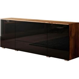 Sideboard OTTO HOME, B:150cm H:68cm T:39cm, schwarz, Wohnzimmer, Sideboards, "PARIS", Moderne 150cm breite grifflose Kommode, vielseitig einsetzbar