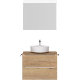 Badm&ouml;bel-Set Nobilia, B:80,3cm H:184,2cm T:48,5cm, braun, Kastenm&ouml;bel-Sets, "Alvene", inkl. Spiegel mit Touch-Sensor, in vier Breiten