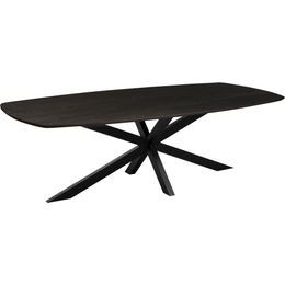 Esstisch OMG DESIGN, B:220cm H:77cm T:120cm, schwarz, Tische, "Nottingham", Eiche Massivholz, mit Spider-Gestell