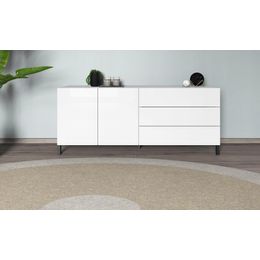 borchardt M&ouml;bel Sideboard BORCHARDT M&Ouml;BEL, B:152cm H:62cm T:35cm, wei&szlig;, Spanplatte, Wohnzimmer, Sideboards, "Sophia, Kommode mit Metallf&uuml;&szlig;en, 3 Schubk&auml;sten, Breite
