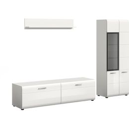 Wohnwand Home Affaire, B:235cm H:160cm T:41cm, wei&szlig;, Holzwerkstoff, Wohnzimmer, Kastenm&ouml;bel-Sets, "FLORENZ, 3-teilige Wohn-Kombination, hochwertige