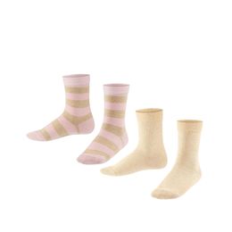 Falke Damen Socken "Happy Stripe 2-Pack", Gr. 27, beige, Obermaterial: 80% Baumwolle CO. 18% Polyamid PA. 2% Elasthan EL., glatt, Socken