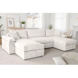 Wohnlandschaft OTTO HOME, B:309cm H:46cm T:162cm, wei&szlig;, 100%Polyester, Sofas, "Cosy U-Form, B: 309 cm, Sitzaufbau im Sandwich-Federkern", 2