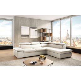 Sit & More Ecksofa SIT & MORE, B:272cm H:73cm T:226cm, wei&szlig;, NaturLEDER;Spannstoff, Wohnzimmer, Sofas, "Valantine L-Form, B: 272 cm", mit Arm- &