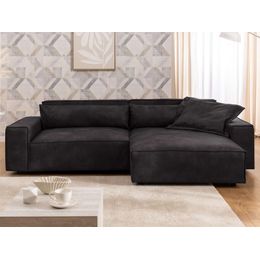 Ecksofa OTTO HOME, B:251cm H:70cm T:144,5cm, schwarz, 100% Polyester, Wohnzimmer, Sofas, "KINLEE Design-Sofa mit Recamiere rechts/links, Ma&szlig;e B/T/H