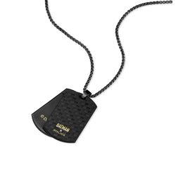 Police Herren Kette mit Anh&auml;nger "Bat-Shield Dog Tag Batman", Carbon Edelstahl, L: 55 B: 3mm, schwarz, Carbon, Edelstahl, B:3mm, Halsketten