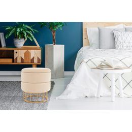 Stauraumhocker Kayoom, B:37,5cm H:41cm T:37,5cm, wei&szlig;, Bezug: 100% Polyester (Samt) Korpus: MDF, Kiefer Sockel: Stahl, Hocker, "Hocker Zero 525,