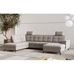 Sit & More Wohnlandschaft SIT & MORE, B:319cm H:92cm T:212cm, grau, 95% Polyester 5% Polyamid, Sofas, "Zora", wahlweise mit Schlaffunktion und Bettkasten