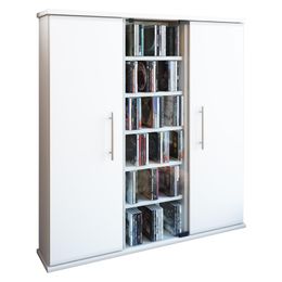 Media-Regal Vcm, B:86cm T:18cm, wei&szlig;, Regale, "Holz CD DVD Stand Regal Schrank Santo Glast&uuml;r"