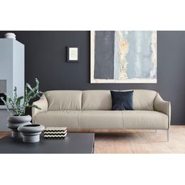 3-Sitzer W.Schillig, B:224cm H:78cm T:84cm, grau, Longlife Xtra-Leder Z59: Glattleder mit modischer Pr&auml;gung. Hautst&auml;rke 0, 9 - 1, 1 mm., Sofas,