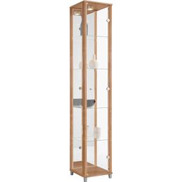 Fif M&ouml;bel Vitrine FIF M&Ouml;BEL, braun, Holzwerkstoff, Sicherheitsglas ESG, Wohnzimmer, Schr&auml;nke, "OPTIMA", Standvitrine/Glasvitrine 1x Glast&uuml;r,perfekt f&uuml;r
