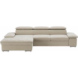 Sit & More Ecksofa SIT & MORE, B:286cm H:73cm T:174cm, beige, 100% Polyester, Wohnzimmer, Sofas, "Valantine L-Form, B: 286 cm", mit Arm- & Kopfteilverstellung,