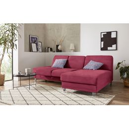 Sit & More Ecksofa SIT & MORE, B:246cm H:89cm T:165cm, rot, Wohnzimmer, Sofas, "Clio L-Form", optional Schlaffunktion oder Vorziehsitz und Bettkasten, Federkern