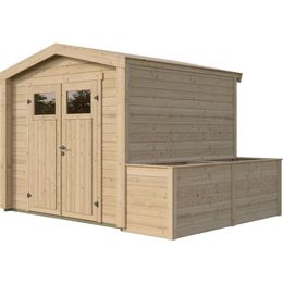 Weka Gartenhaus Killarney Naturbelassen inkl. Hochbeet, Nein, 1/4 verglast,250x250 cm