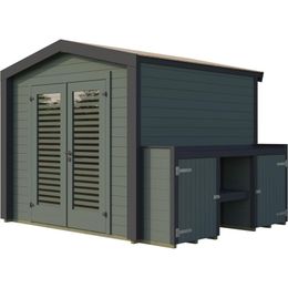 Weka Gartenhaus Killarney Graugr&uuml;n-Anthrazit inkl. Pflanztisch, Ja, 350x300 cm,innen Lamellen, au&szlig;en verglast