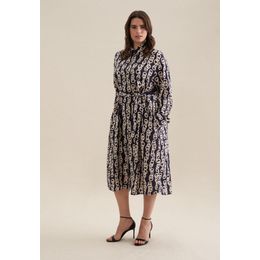 Seidensticker Damen Sommerkleid "Schwarze Rose", blau, Gr. 54, bedruckt, 100% Viskose, Kleider, 1/1 Kragen Kettenprint