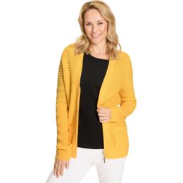 Damen Cardigan mit Rei&szlig;verschluss gelb, Gr&ouml;&szlig;e 40