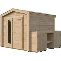 Weka Gartenhaus Killarney Naturbelassen inkl. Pflanztisch, Nein, 300x250 cm,links Vollglas, rechts Holzf&uuml;llung