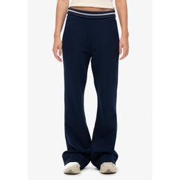 Superdry Damen Sweathose "ESSENTIAL LOGO LR FLARE JOGGER", blau, Gr. L, meliert, Jersey, Obermaterial: 100% Baumwolle, Hosen, Slim Fit, aus