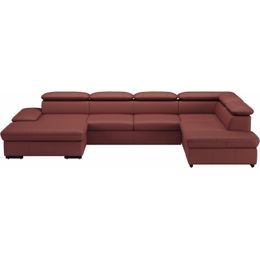 Sit & More Wohnlandschaft SIT & MORE, B:349cm H:73cm T:226cm, rot, Sofas, "Alcudia U-Form", wahlweise mit Schlaffunktion