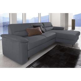 Sit & More Ecksofa SIT & MORE, B:251cm H:85cm T:165cm, grau, NaturLEDER (echtes Rindsleder), Korpus in Kunstleder SOFTLUX;Luxus-Microfaser (100%