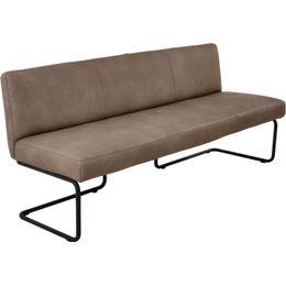 K+w Komfort & Wohnen Polsterbank, B:202cm H:82cm T:67cm, braun, K+W KOMFORT & WOHNEN, Esszimmer, Sitzb&auml;nke, in abgerundeter Form, Rundrohrkufe lang gebogen, Echtleder