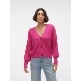 V&eacute;ro Moda VERO MODA Damen Strickjacke "VMLEA LS V-NECK CUFF CARDIGAN NOOS", pink, Gr. XS, unifarben, Strick, Obermaterial: 100% Polyacryl, Strickjacken,
