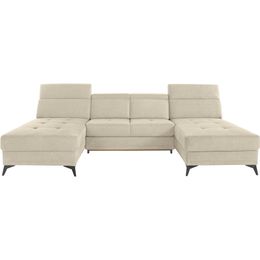 Wohnlandschaft OTTO HOME, B:296cm H:83cm T:173cm, beige, Webstoff (100% Polyester);Luxus-Microfaser Paris (90% Polyester/10% Polyamid);Struktur fein