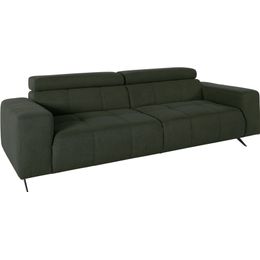 2-Sitzer DOMO collection, B:238cm H:79cm T:104cm, gr&uuml;n, 100% Polyester, Sofas, "Trento, mit Kufenfu&szlig; oder Einzelfu&szlig;", whlw. verstellbare Kopfteile,