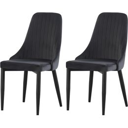Esszimmerstuhl Home Affaire, B:44cm H:88cm T:58cmschwarz matt, pulverbeschichtet, anthrazit, Metall, Polyester, St&uuml;hle, "GARNBY, 2er Set, mit
