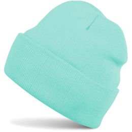 styleBREAKER Jungen Strickm&uuml;tze "Kinder Strickm&uuml;tze mit Krempe", gr&uuml;n, Modisch, Obermaterial: 100% Polyacryl PAN., M&uuml;tzen