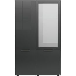 Vitrine, B:109cm H:179cm T:42cm, grau, SET ONE BY Musterring, Holzwerkstoff, Wohnzimmer, Schr&auml;nke, "Chicago", mit Soft-Close-Funktion
