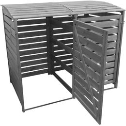 M&uuml;lltonnenbox Promadino, B:92cm H:122cm T:148cm, grau, Massivholz, Metall, Aufbewahrungsboxen, "Vario III", f&uuml;r 2 Tonnen, robust aus zertifiziertem
