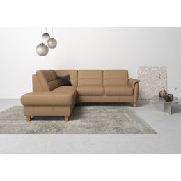 Ecksofa Home Affaire, B:236cm H:89cm T:212cm, braun, Luxus-Microfaser (100% Polyester);Struktur (100% Polyester);Luxus-Microfaser in Lederoptik (100%
