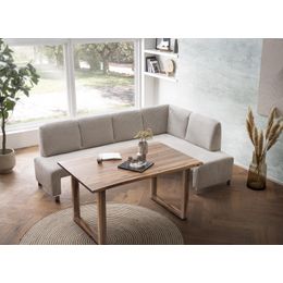 Eckbank, B:243cm H:91cm T:158cm, beige, exxpo - SOFA FASHION, NaturLeder;Strukturstoff (Zusammensetzung: Polyester 100%);Luxus-Microfaser
