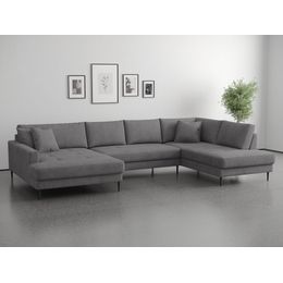 Wohnlandschaft TRENDS BY HG, B:360cm H:86cm T:195,5cm, grau, 90% Polyester;10% Nylon, Sofas, "Summer", U-Form, B: 360cm in Cord & Struktur