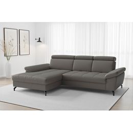 Sit & More Ecksofa SIT & MORE, B:264cm H:84cm T:181cm, grau, Wohnzimmer, Sofas, "Vanity L-Form, B: 264 cm, Leder", Inkl.Sitz-,Kopf-und Armteilverstellung