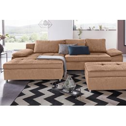 Ecksofa OTTO HOME, B:290cm H:82cm T:90cm, braun, Struktur fein (95% Polyester, 5% Polyamid);Luxus-Microfaser ALTARA NUBUCK (100%