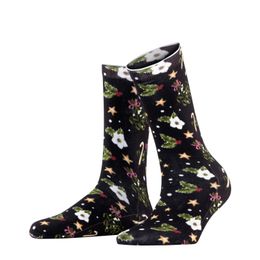 Burlington Damen Socken "Fancy Christmas", Gr. 36, schwarz, Obermaterial: 90% Baumwolle CO. 8% Polyamid PA. 2% Elasthan EL., Socken