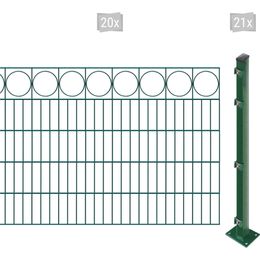 Arvotec Doppelstabmattenzaun "EASY 100 zum Aufschrauben "Ring" mit Zierleiste", H/L: 100cm x 40m, Pfosten: 21 Stk., gr&uuml;n, Zaunelemente, Zaunh&ouml;he 100