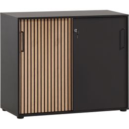 Schiebet&uuml;renschrank Schildmeyer, B:100,1cm H:83,6cm T:41cm, schwarz, FSC-zertifizierter Holzwerkstoff, Schlafzimmer, Schr&auml;nke, "Hank,