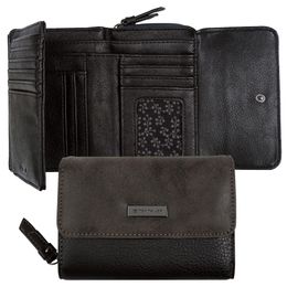 Tom Tailor Damen Geldb&ouml;rse "Elin", schwarz, Polyurethan, Strukturmuster, clean, kontrastfarbene Details, mehrfarbig, Kleinlederwaren, harmonischer