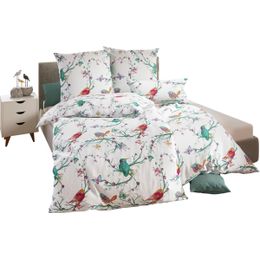 w&auml;schepur unisex Bettw&auml;sche wei&szlig;-gr&uuml;n-bedruckt Gr&ouml;&szlig;e 40x80/135x200 cm
