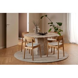 Esstisch ACTONA GROUP, B:130cm H:75cm T:130cm, beige, Tische, "Naxos aus einzigartigem Marmor, stillvolles und d&auml;nisches Design", robuster